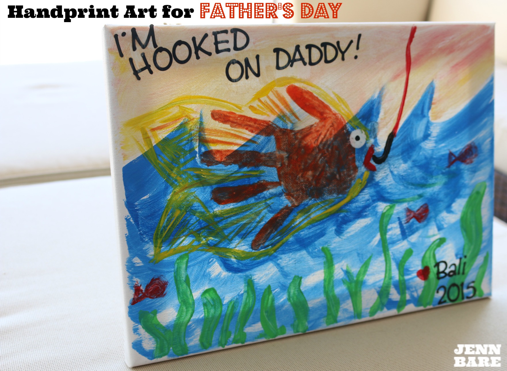 “Hooked On Dad” Handprint Art for Father’s Day | Jenn Bare